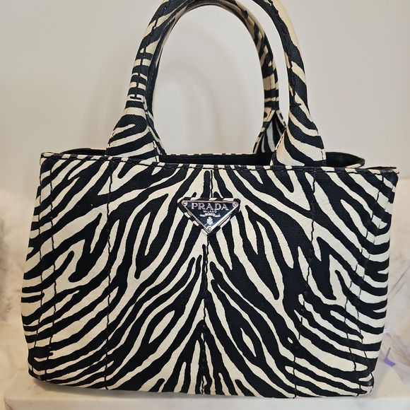 Prada | Bags | Prada Zebra Canapa Medium | Poshmark